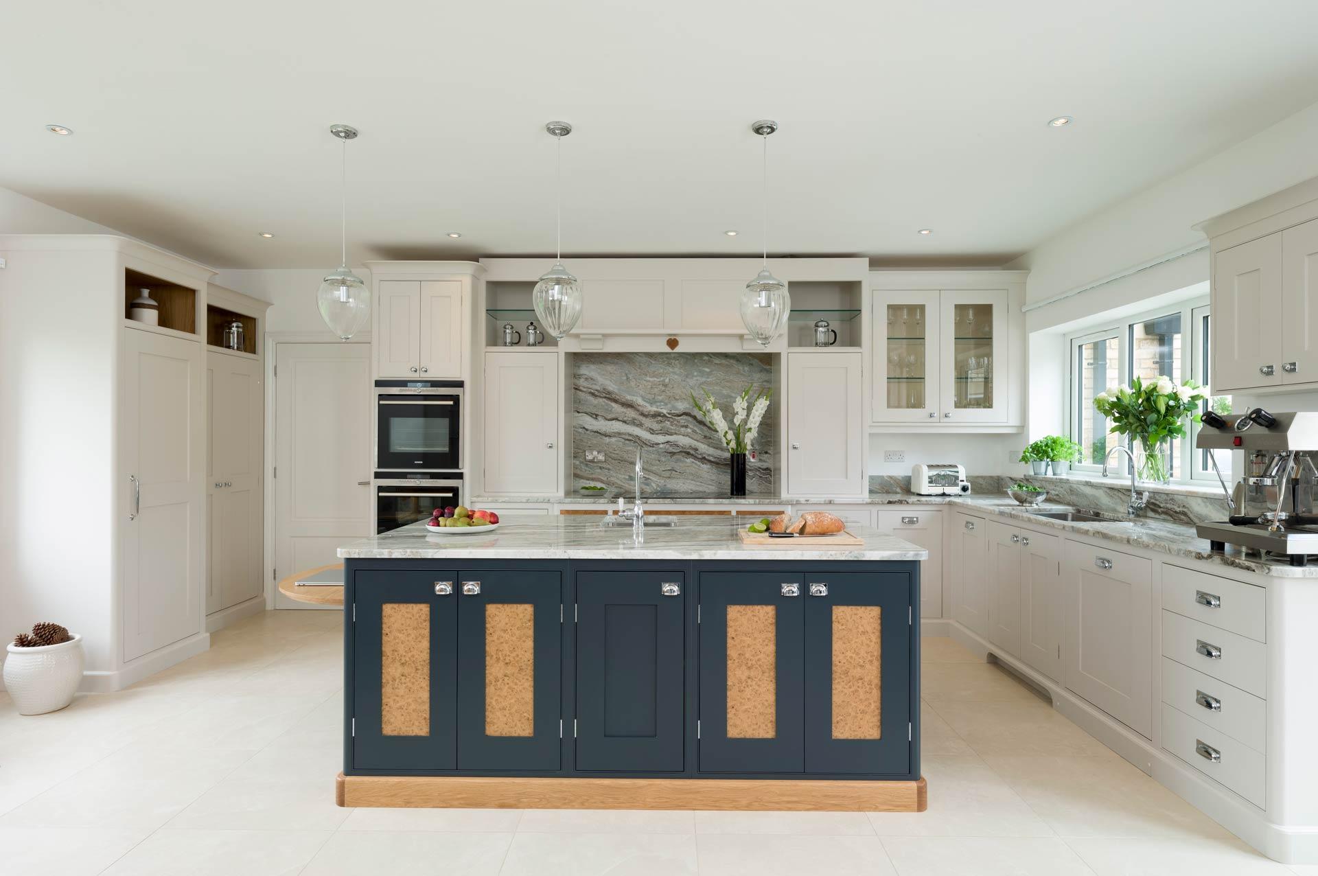 Hand-painted bespoke kitchen with burr oak detail - My Fathers Heart